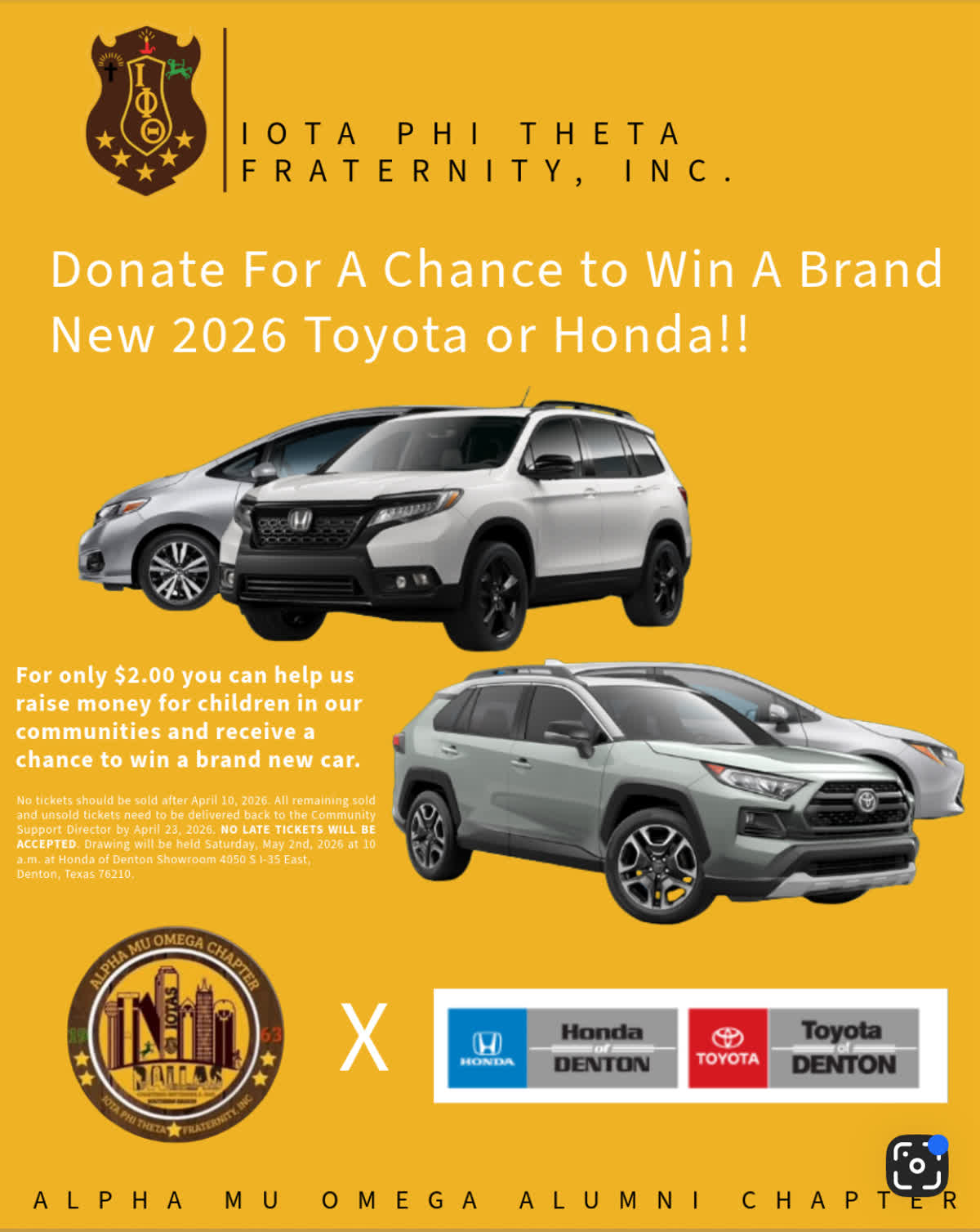 Alpha Mu Omega Honda/Toyota Car Raffle – One Iota Events